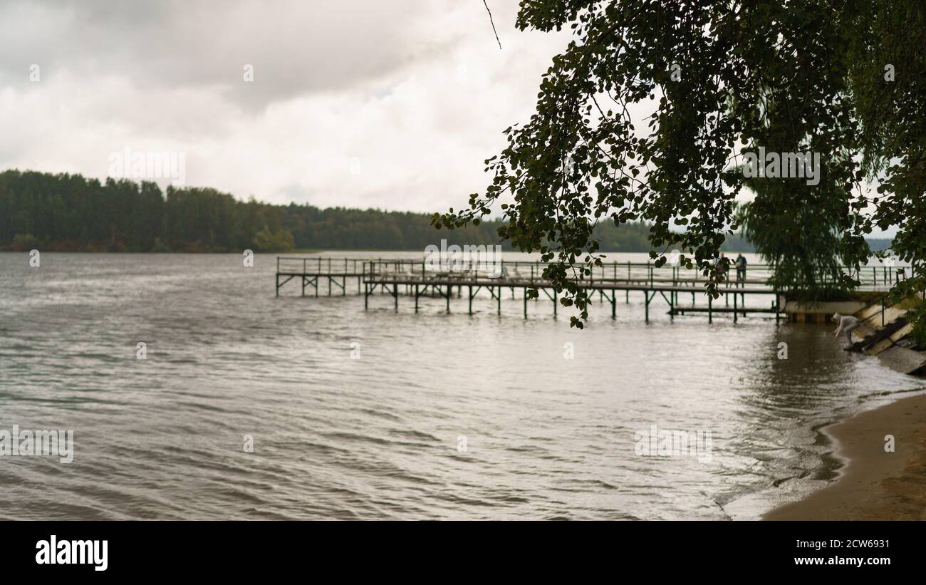 Domestic touristic resort in the cold rainy day. Holidays concept. Wet ...