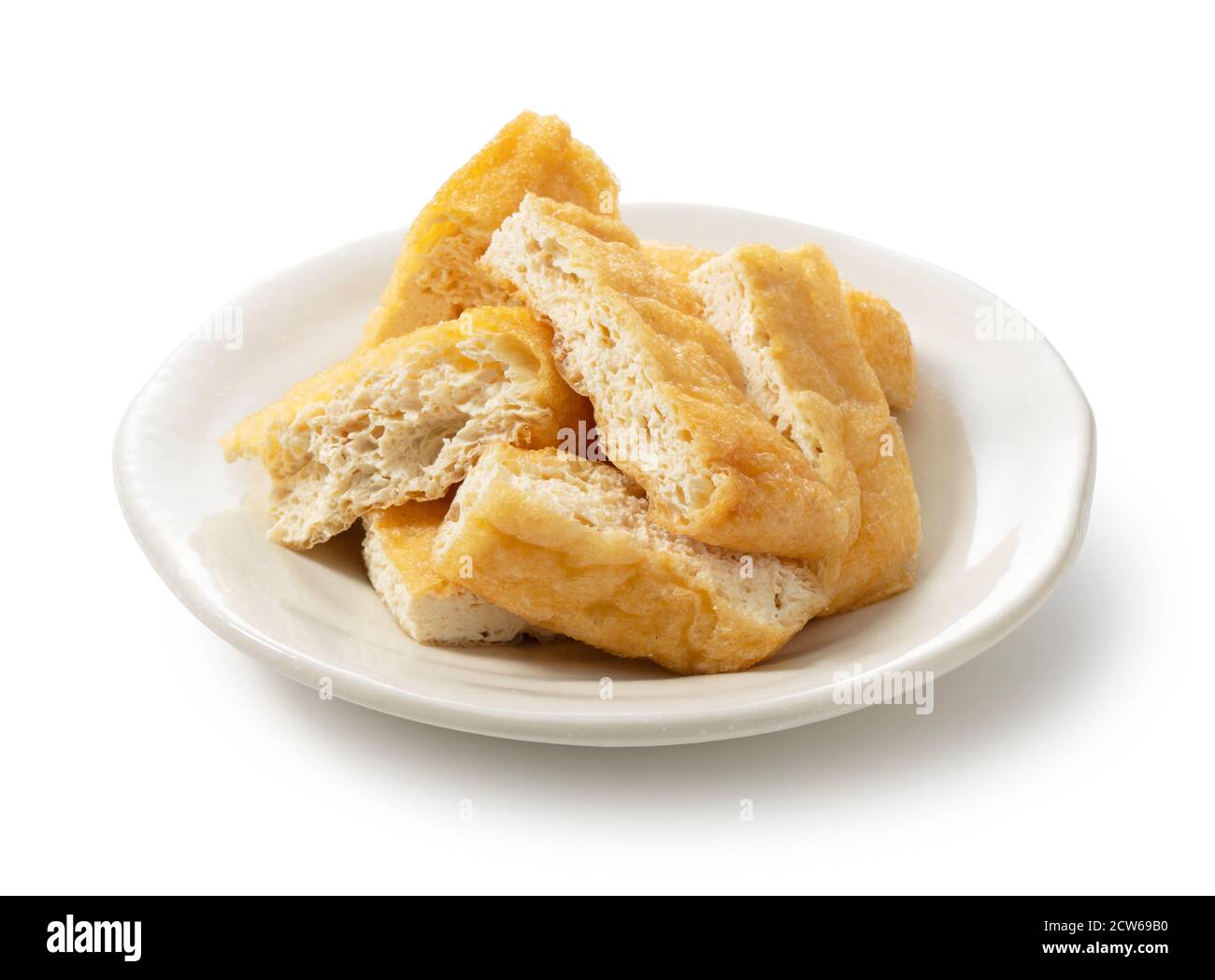 Japanese fried tofu on a white background Stock Photo - Alamy