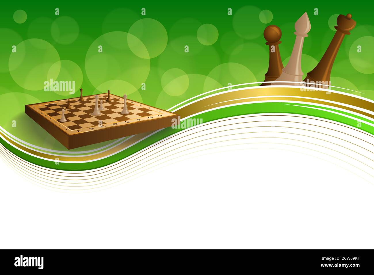 Background abstract green gold chess game brown beige board figures ...