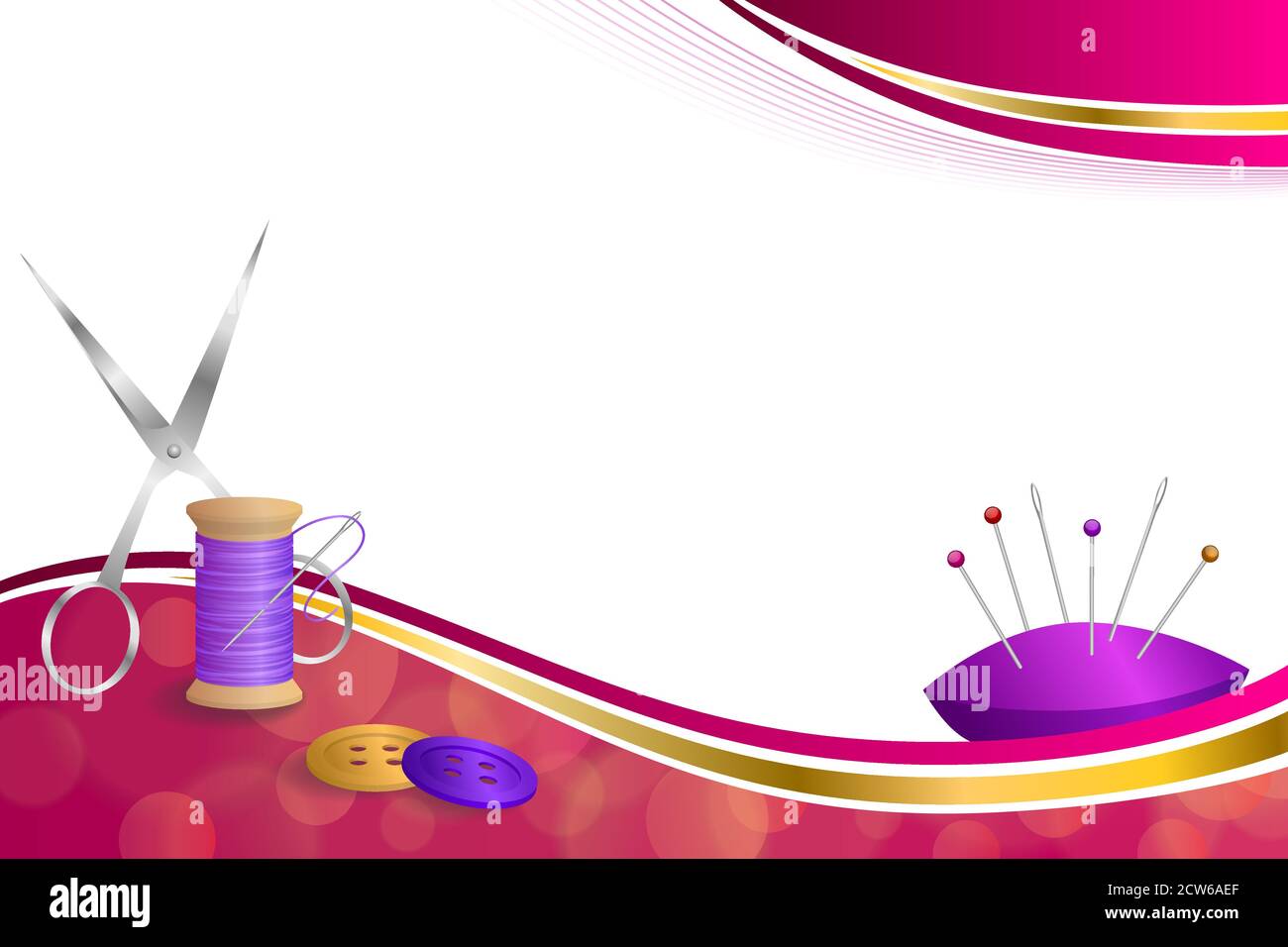 Background abstract sewing thread equipment scissors button needle pin ...