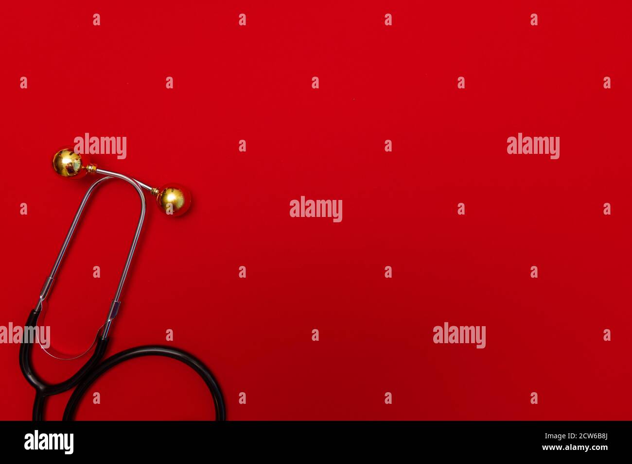 Medical Christmas banner with stethoscope on red background Stock Photo ...