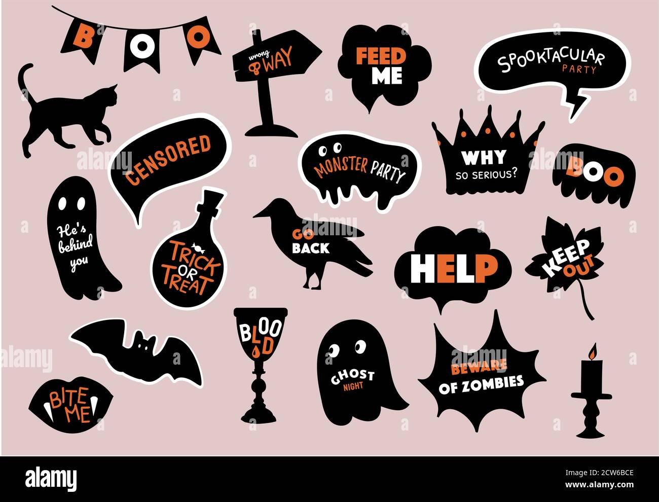 Vector speech bubbles set with halloween text Stock Vector Image & Art ...