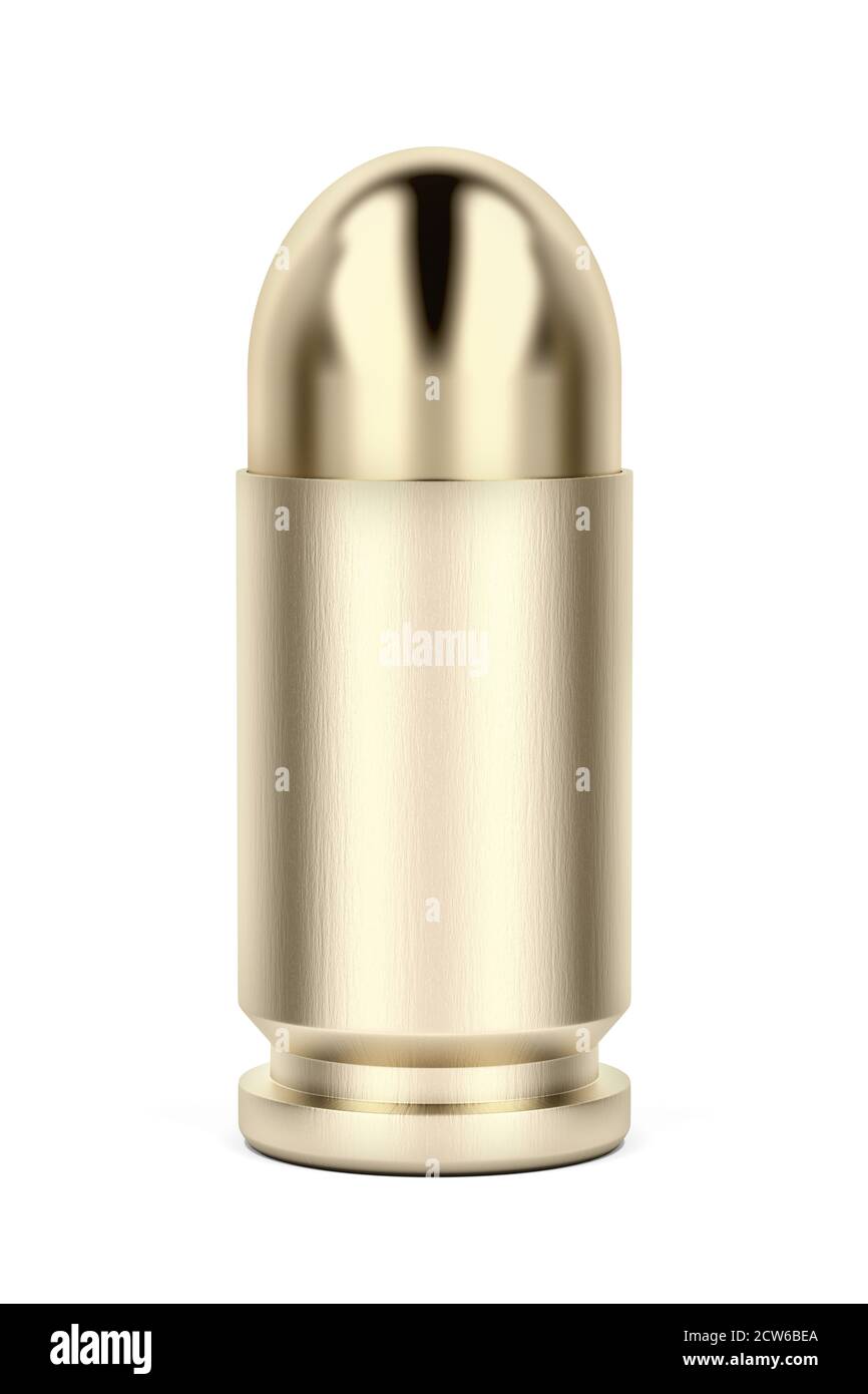 Pistol bullet on white background, front view Stock Photo - Alamy