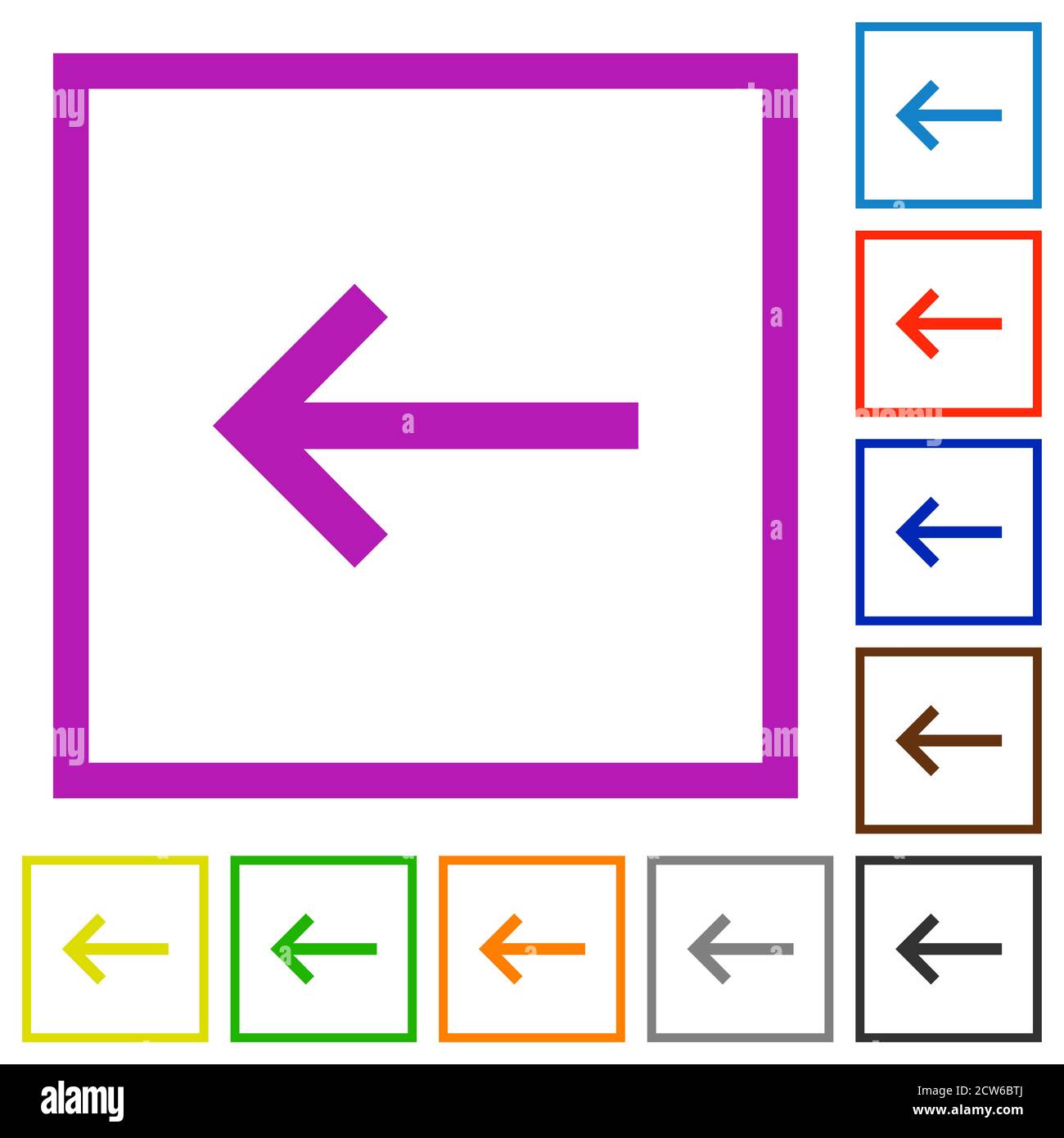 Keyboard backspace flat color icons in square frames on white ...