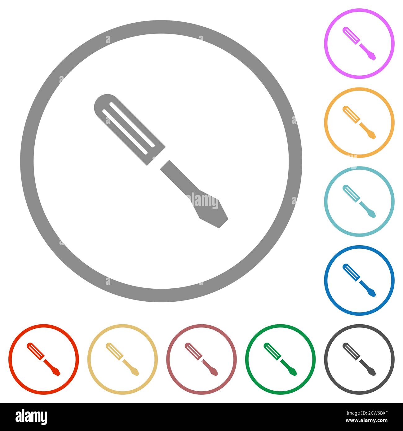 Single screwdriver flat color icons in round outlines on white background Stock Vector Image ...