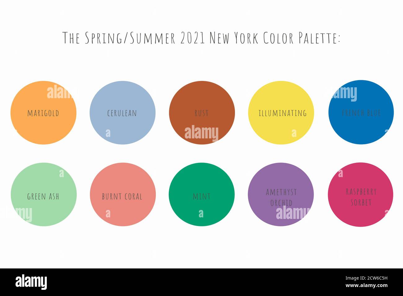 Set of 10 fashionable colors of fashion week for spring-summer 2021 ...