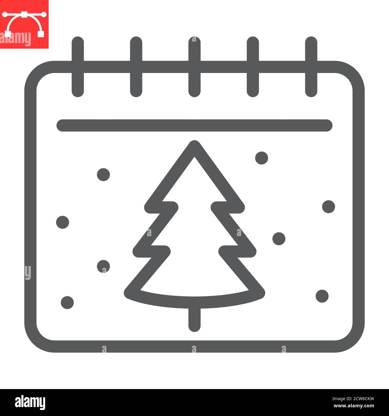Christmas calendar line icon, merry christmas and xmas, tree sign ...