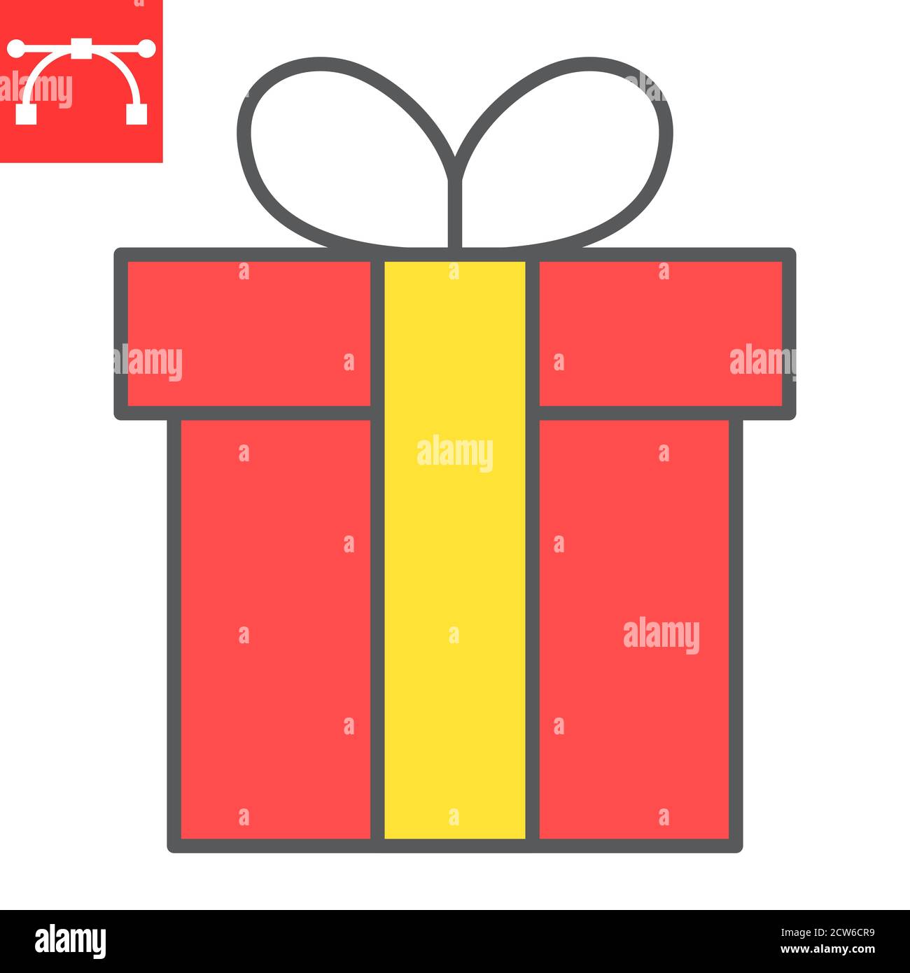 Gift color line icon, merry christmas and package, present sign vector ...