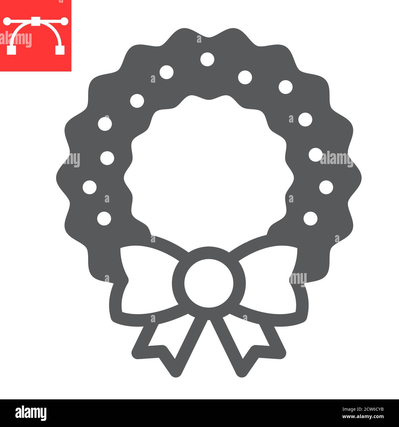 Christmas wreath glyph icon, merry christmas and xmas, christmas ...