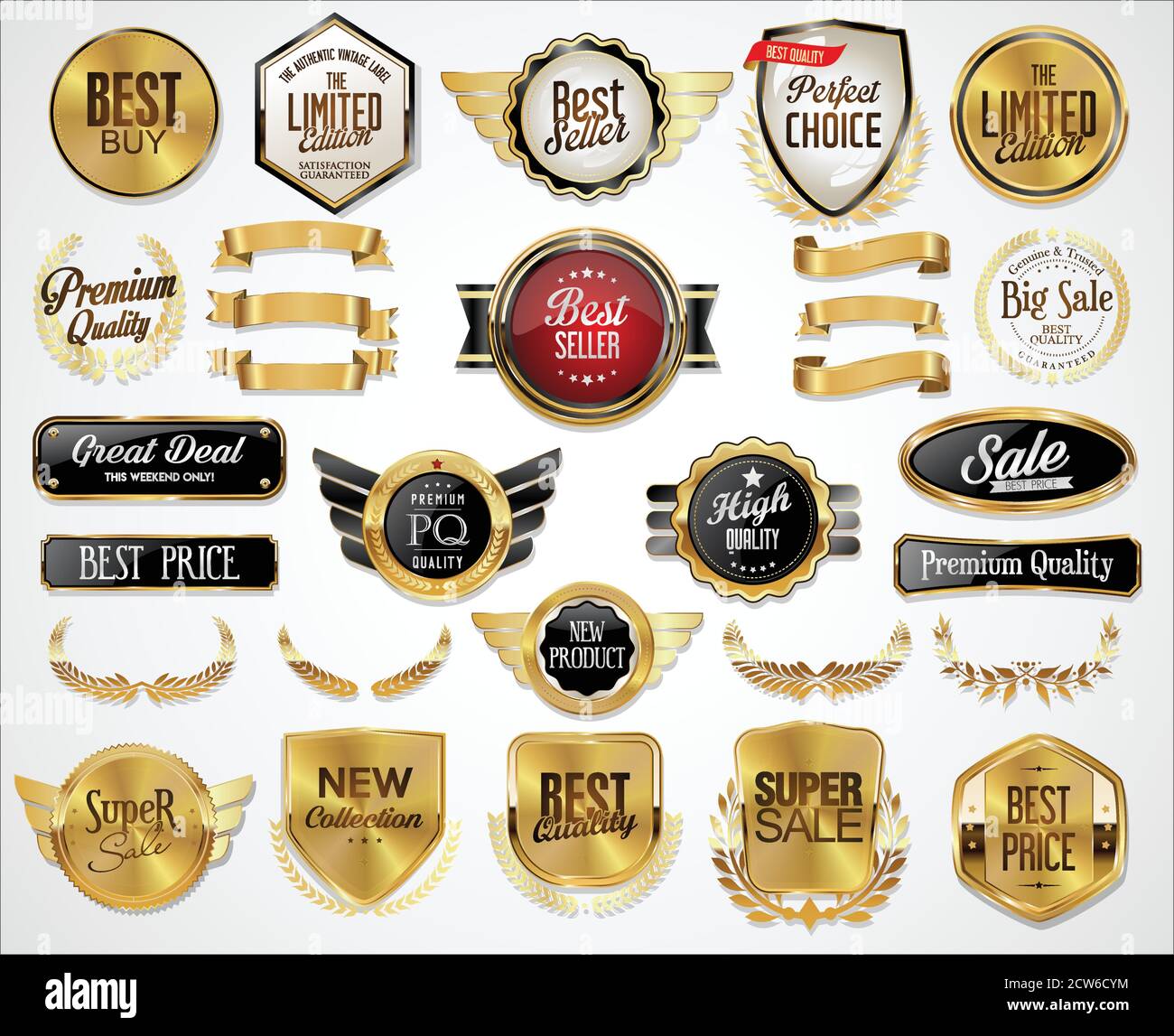 collection of golden badges and labels Stock Vector Image & Art - Alamy