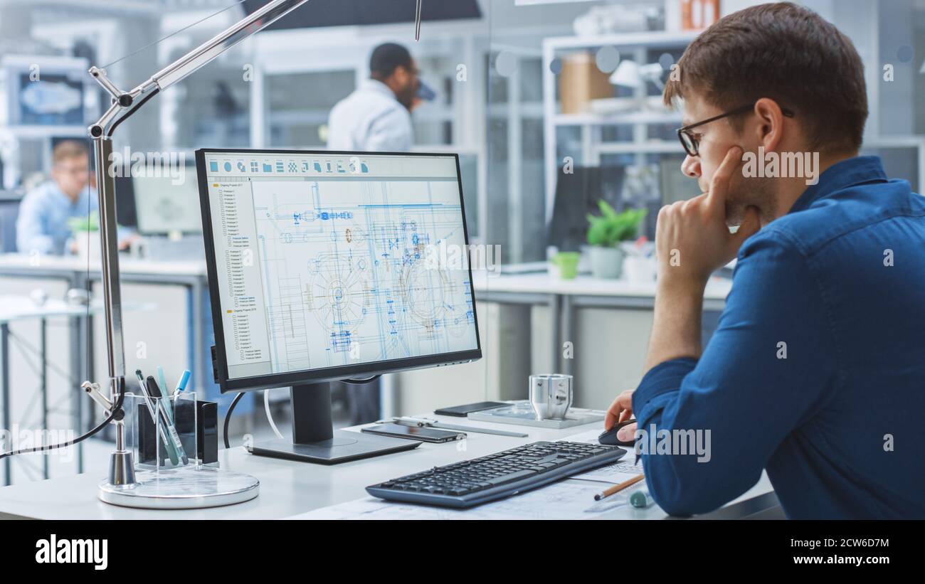 Professional desktop engineer drawings computer hi-res stock ...