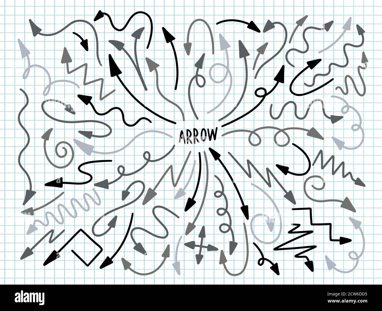 Arrow collection hand drawn style. Drawing line element design Stock ...