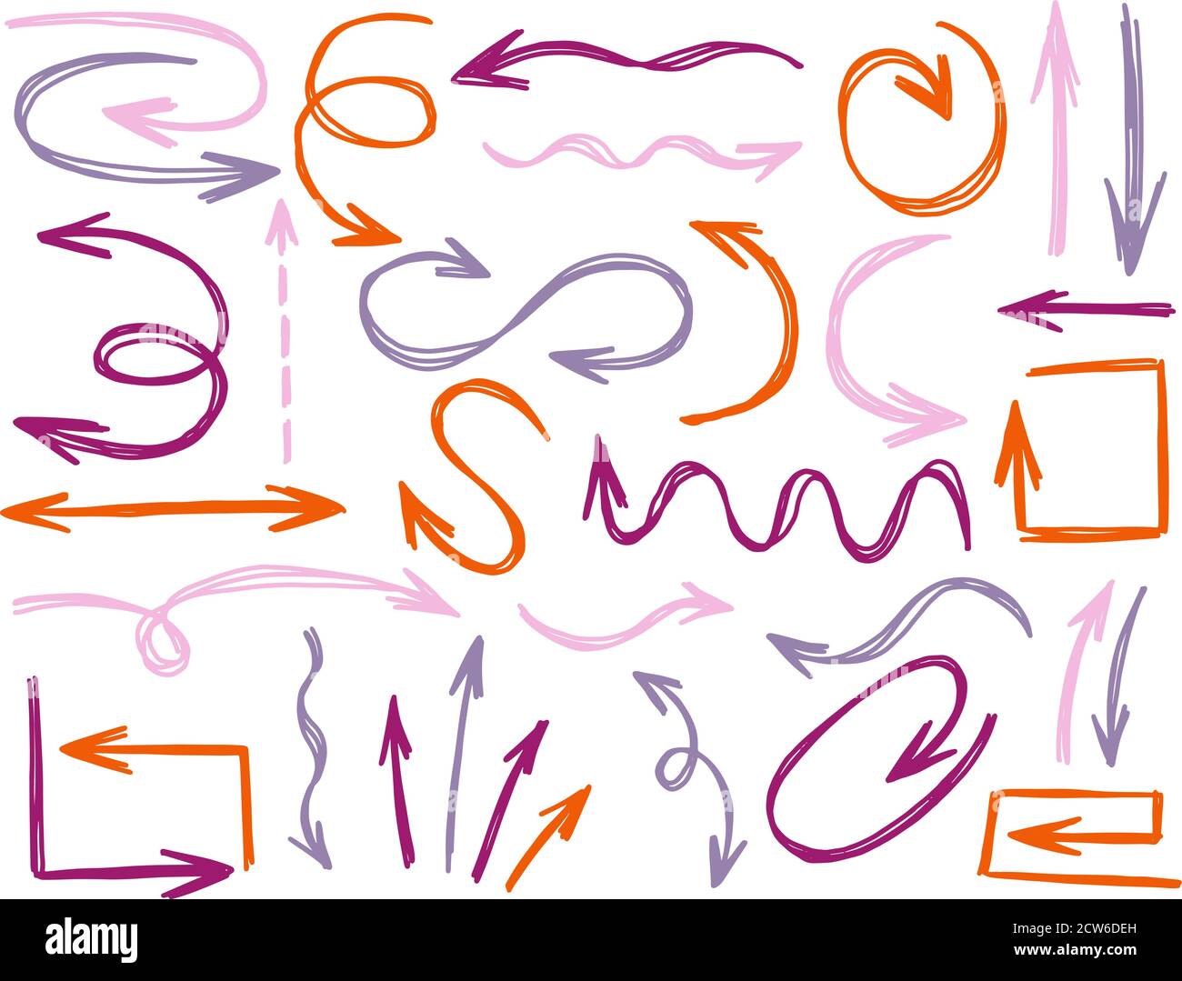 Arrow collection hand drawn style. Drawing line element design Stock ...