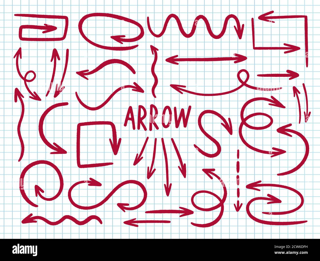 Arrow collection hand drawn style. Drawing line element design Stock ...