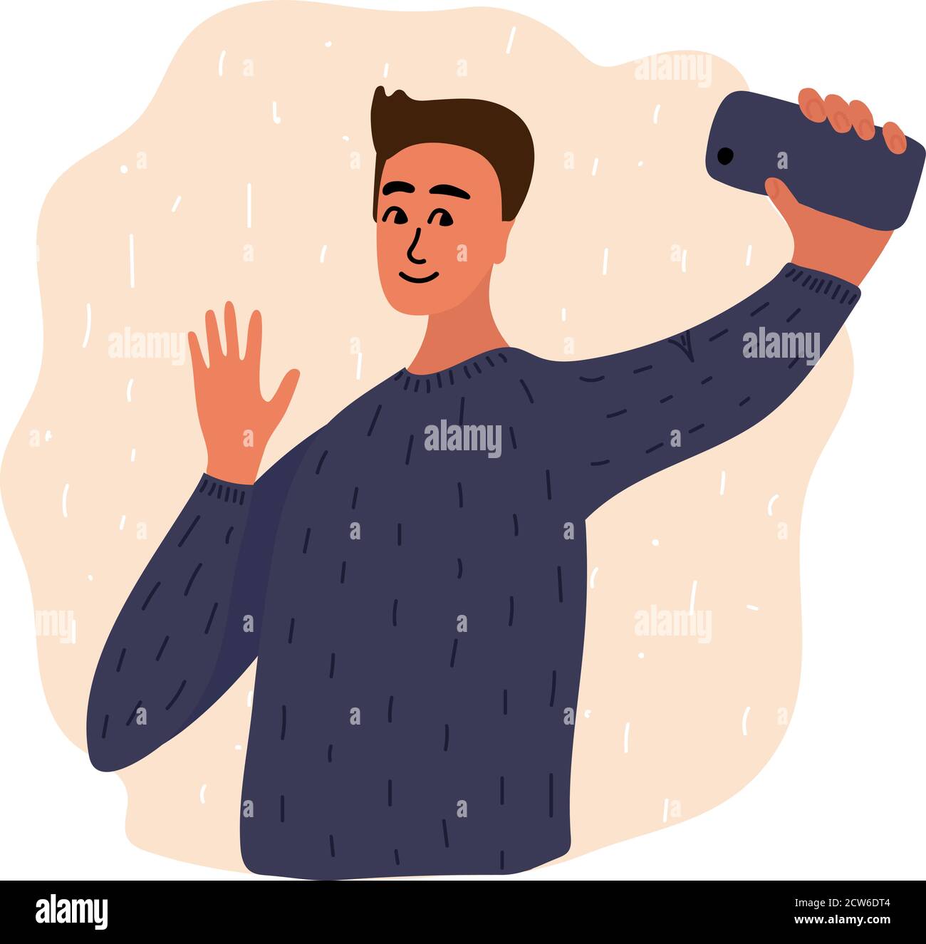 man blogger making photo selfie for blog. Cute boy with smartphone ...