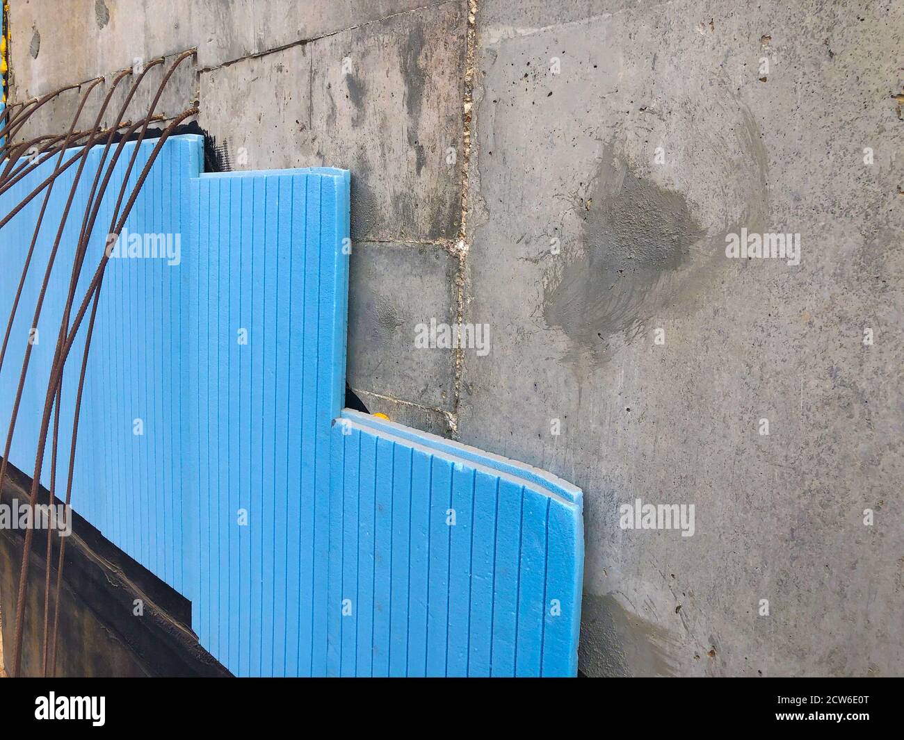 Waterproofing and thermal insulation of concrete building walls Stock ...