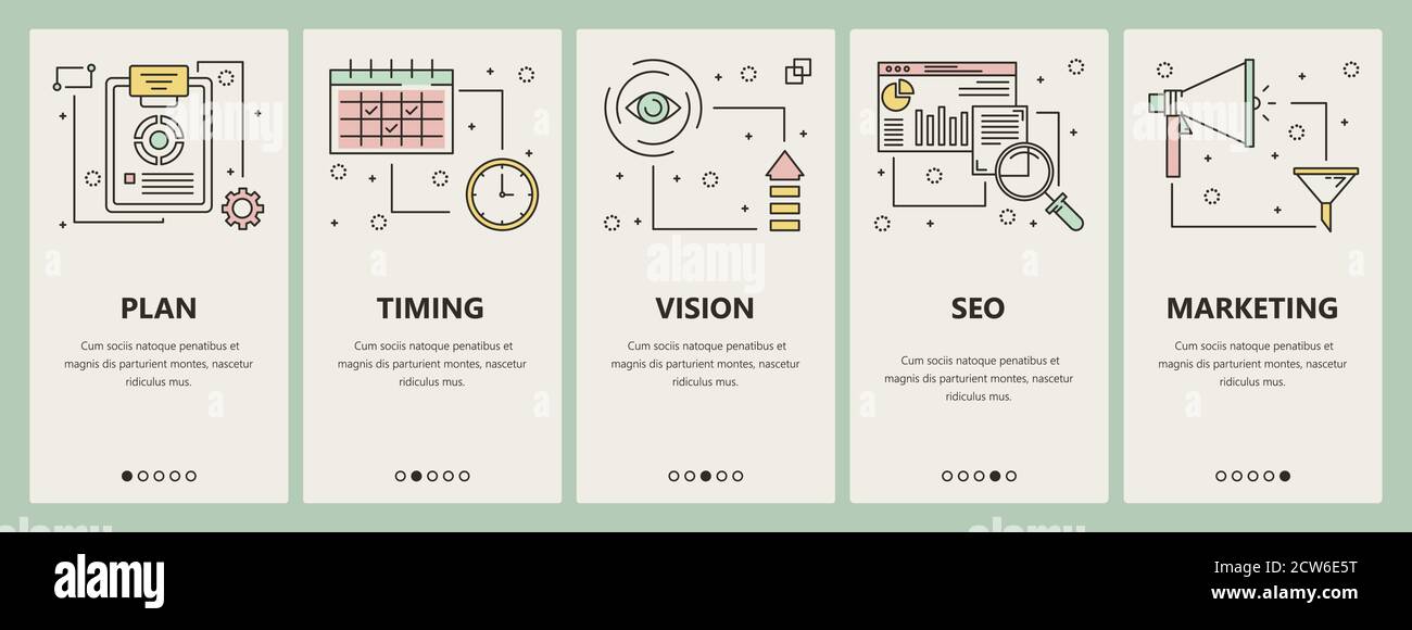 Vector thin line flat design project concept vertical banners Stock ...