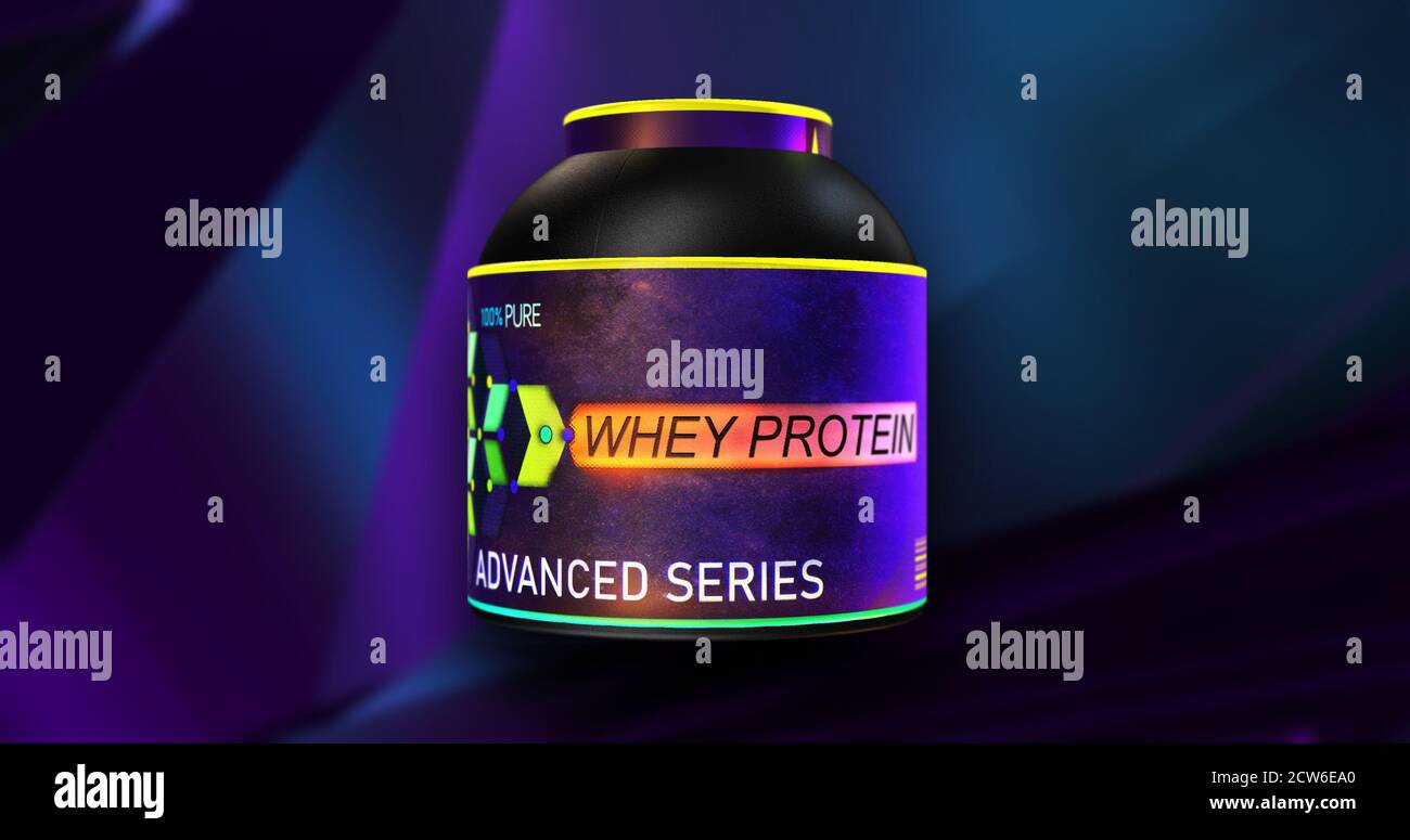 Whey protein supplement container. Whey protein colorful sport dietary ...