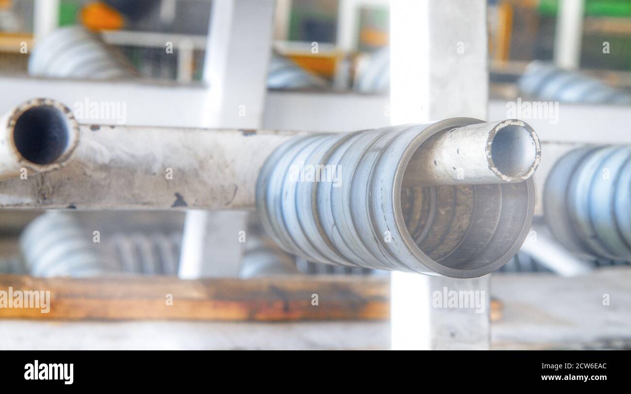 Small sheets of rolled aluminum in a metal production warehouse Stock ...