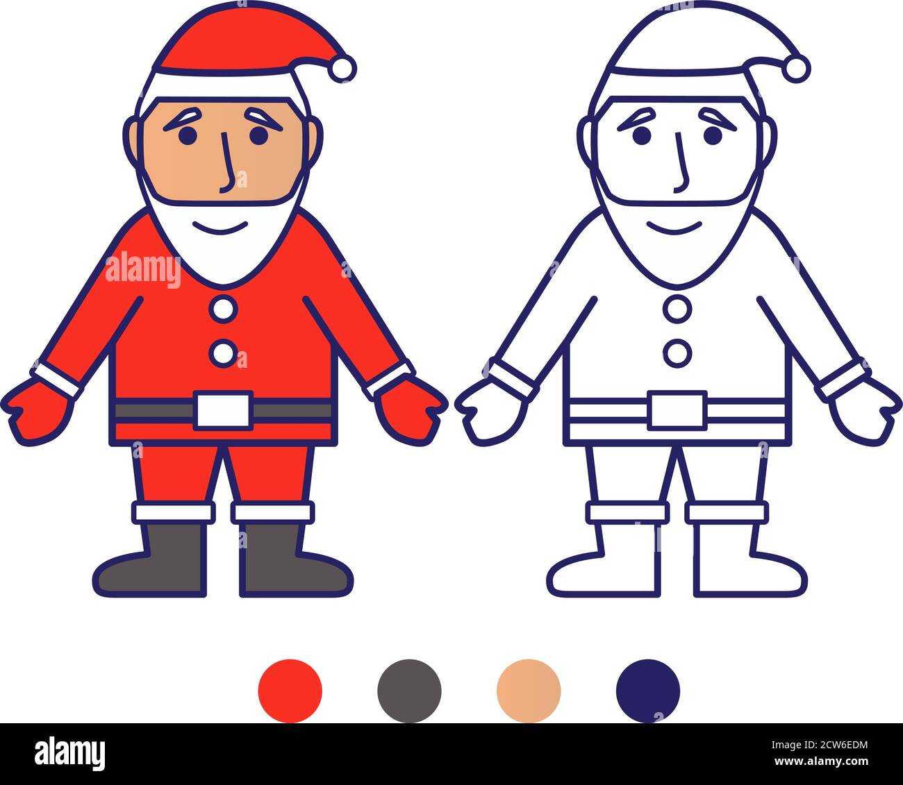 Character Santa Claus with a cute face.Coloring book for children Stock ...