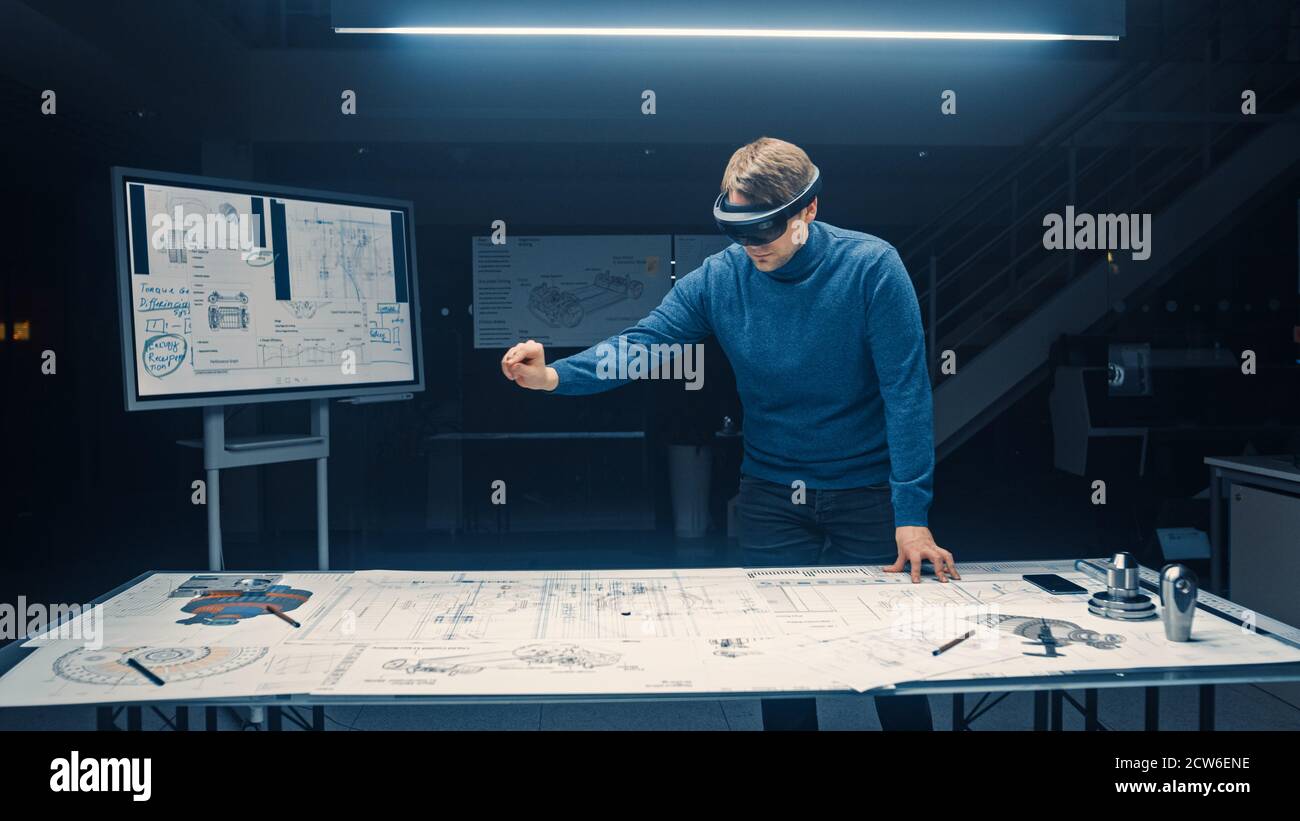 Software Development Engineer Wearing Virtual Reality Headset Gestures ...