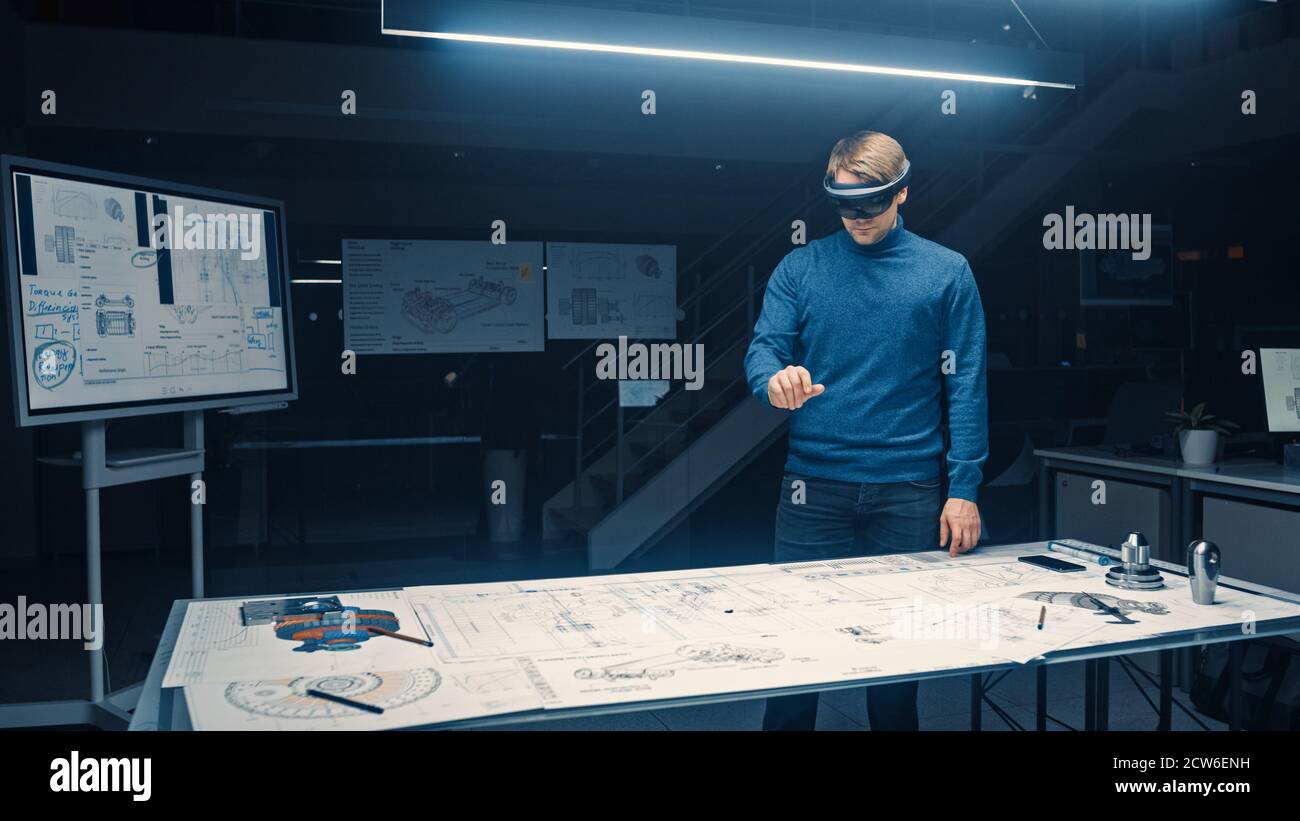 Software Development Engineer Wearing Virtual Reality Headset Gestures ...