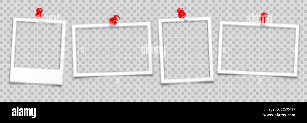 Realistic empty photo card frame, film set. Retro vintage photograph ...