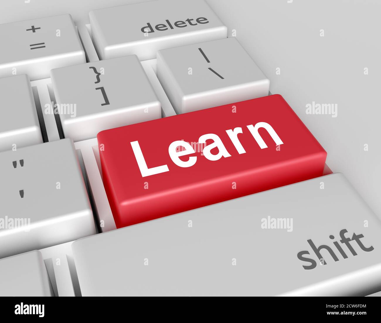 Word learn written on a computer keyboard. Conceptual image on a computer key Enter. 3d ...