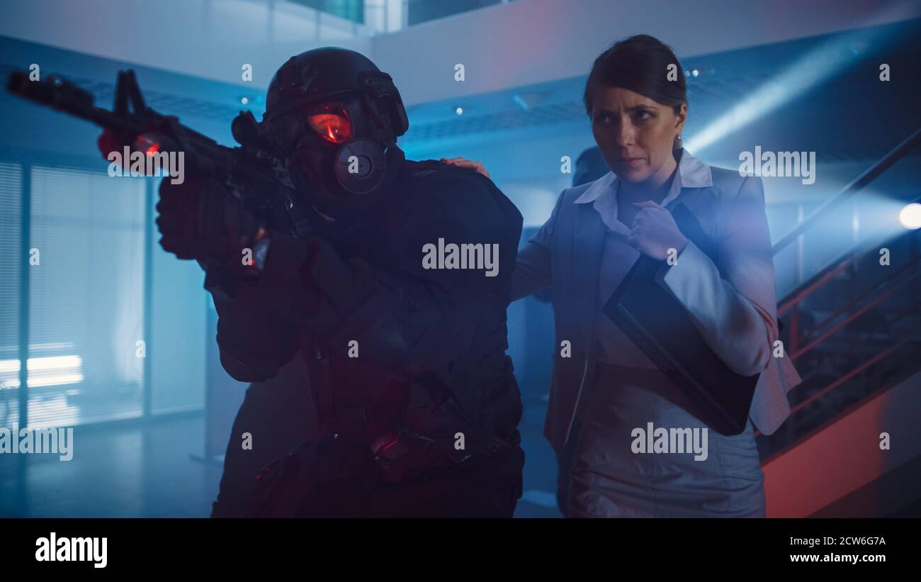 Masked Squad of Armed SWAT Police Officers Rescue a Female Hostage in a ...