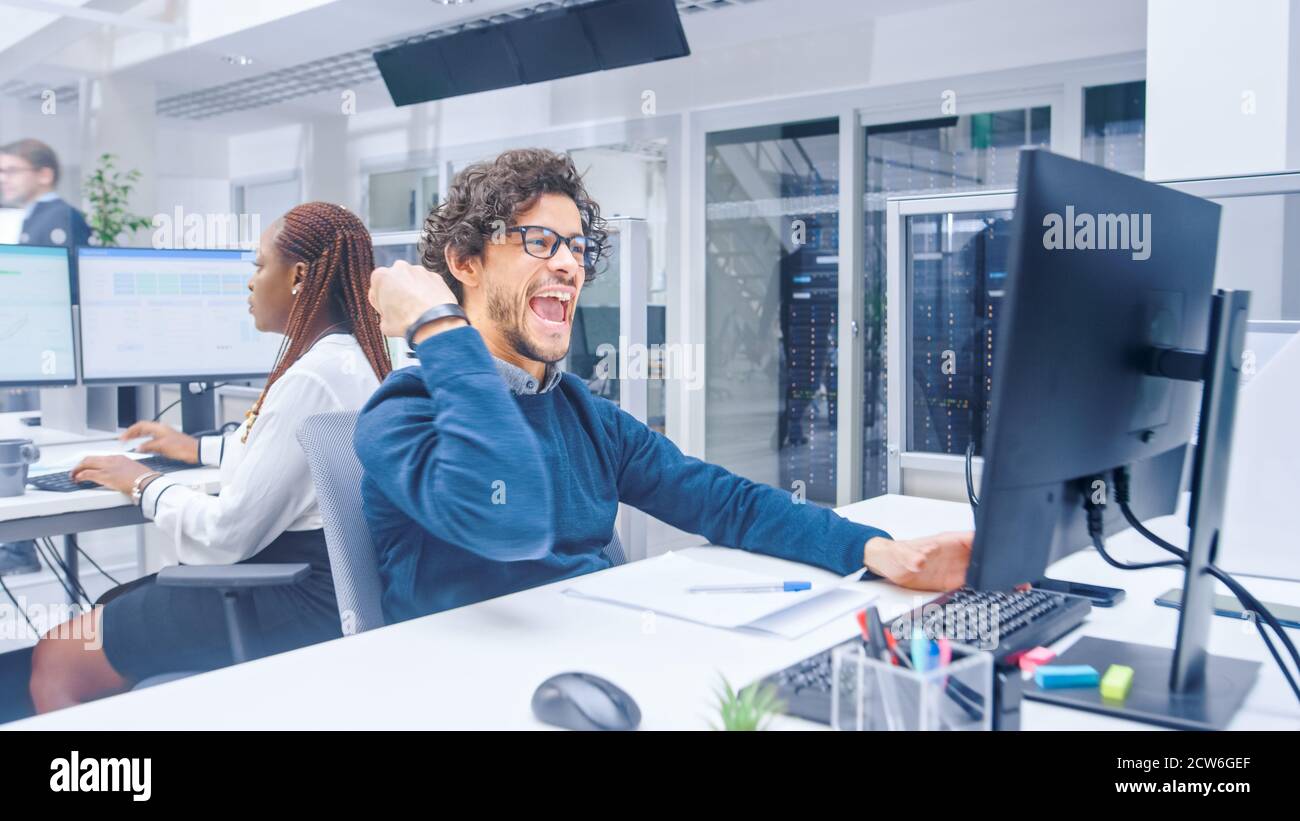 In the Big Busy Corporate Office Portrait Shot of a Happy Female ...