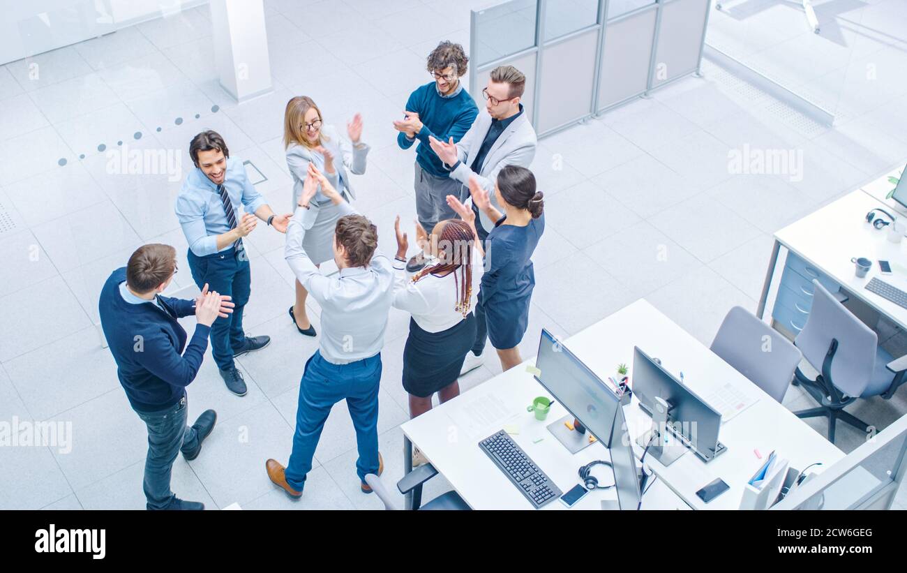 Eight Successful Office Workers doing Team Building Exercise and ...