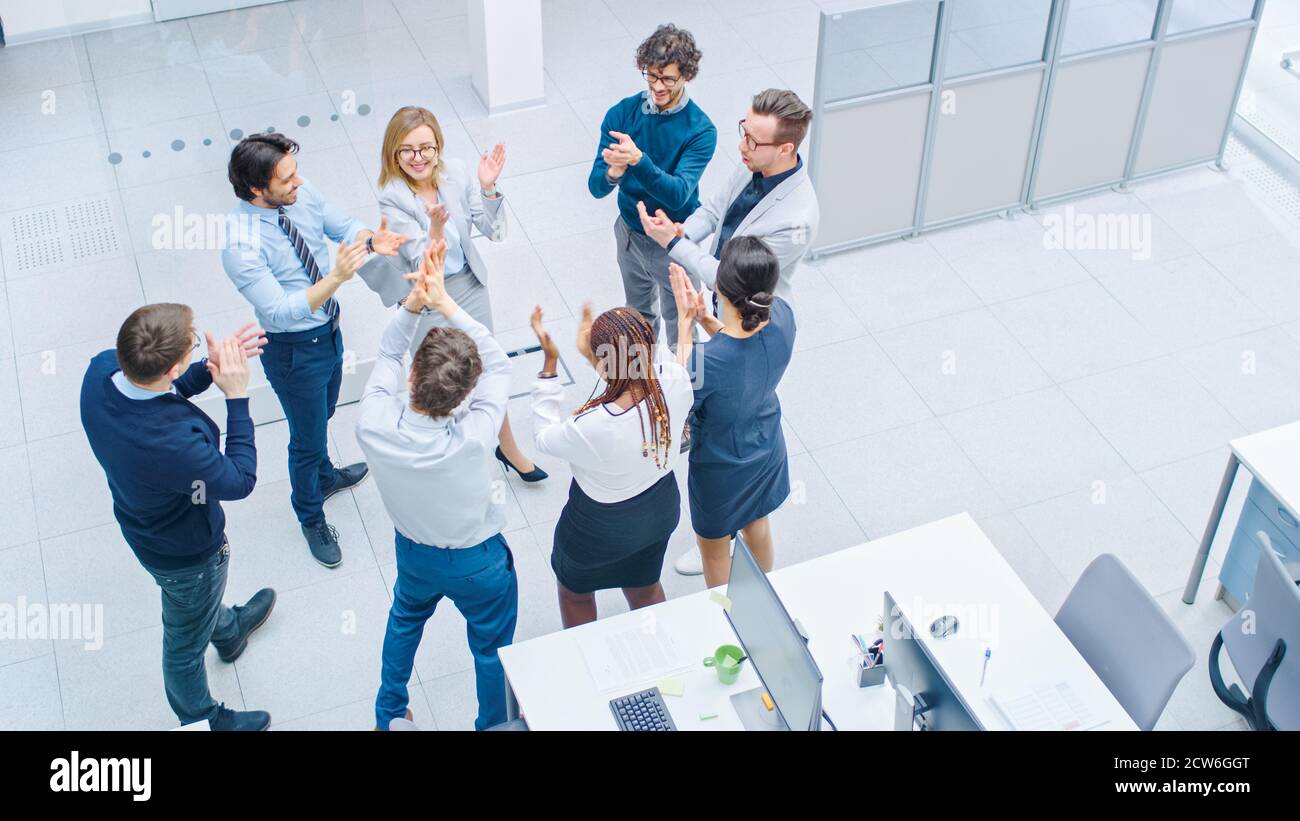 Eight Successful Office Workers doing Team Building Exercise and ...
