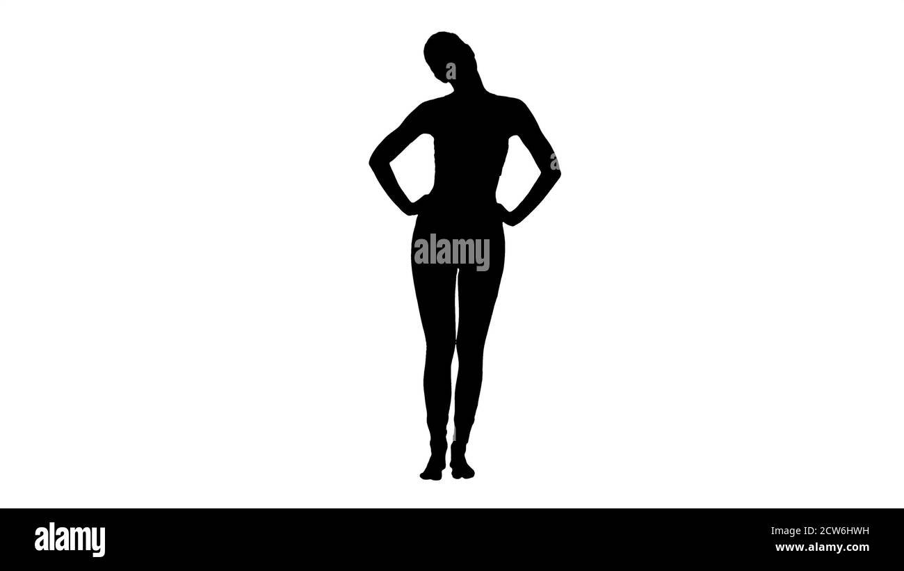 Stretching neck woman exercise Black and White Stock Photos & Images ...