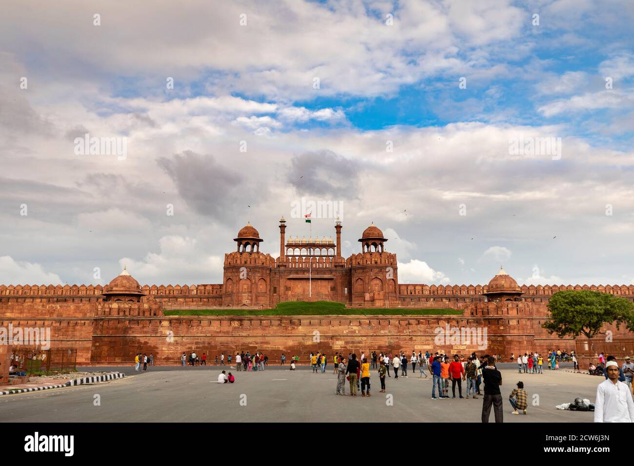 View of the famous Red Fort, also known as Lal Quila, in the historic ...