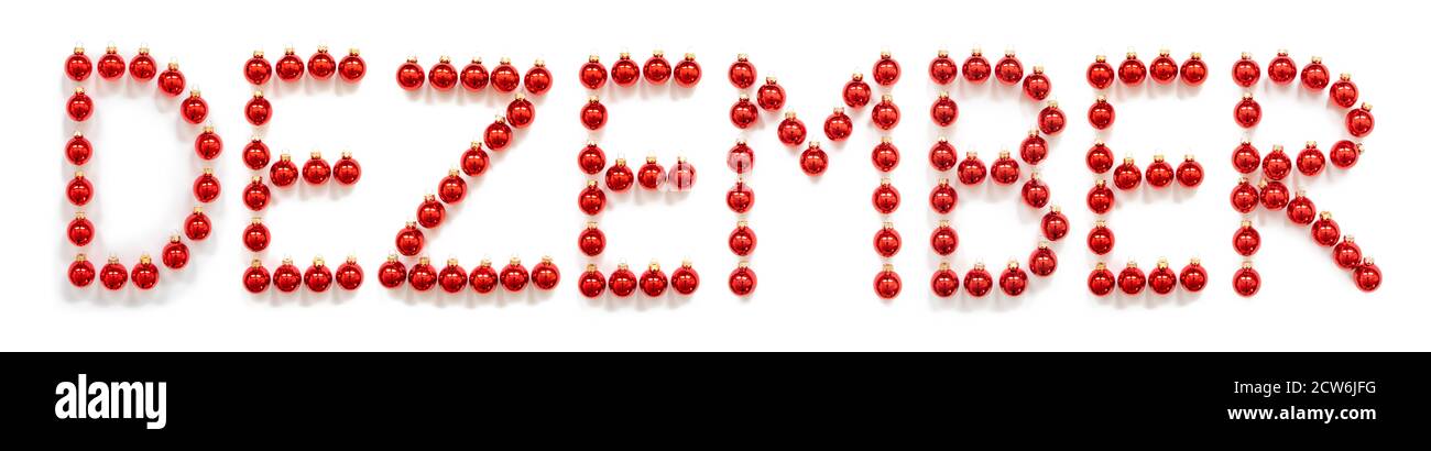 Red Christmas Ball Ornament Building Word Dezember Means December Stock ...