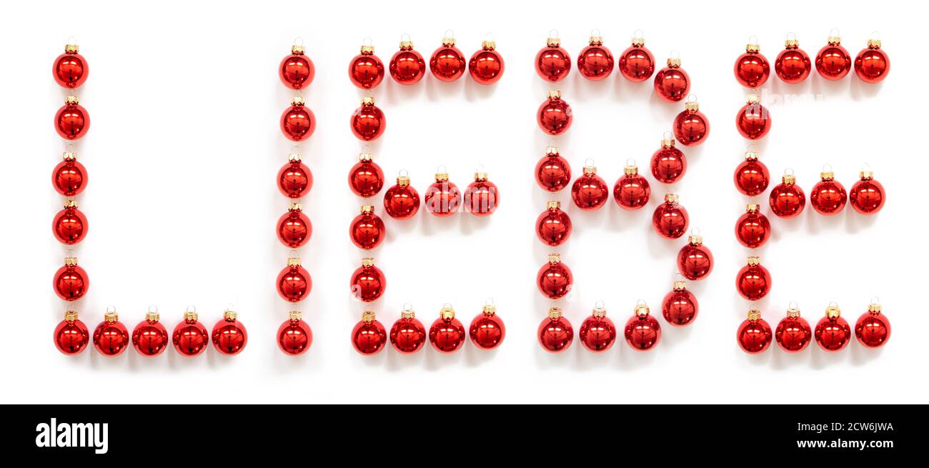 Red Christmas Ball Ornament Building Word Liebe Means Love Stock Photo ...