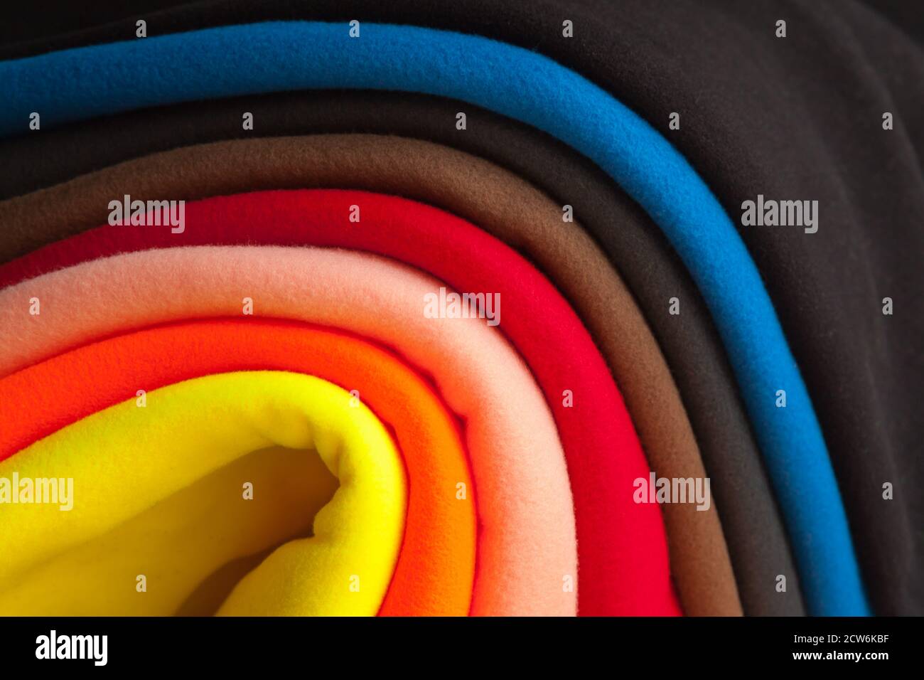Colorful fleece pile. Background texture of soft napped insulating ...