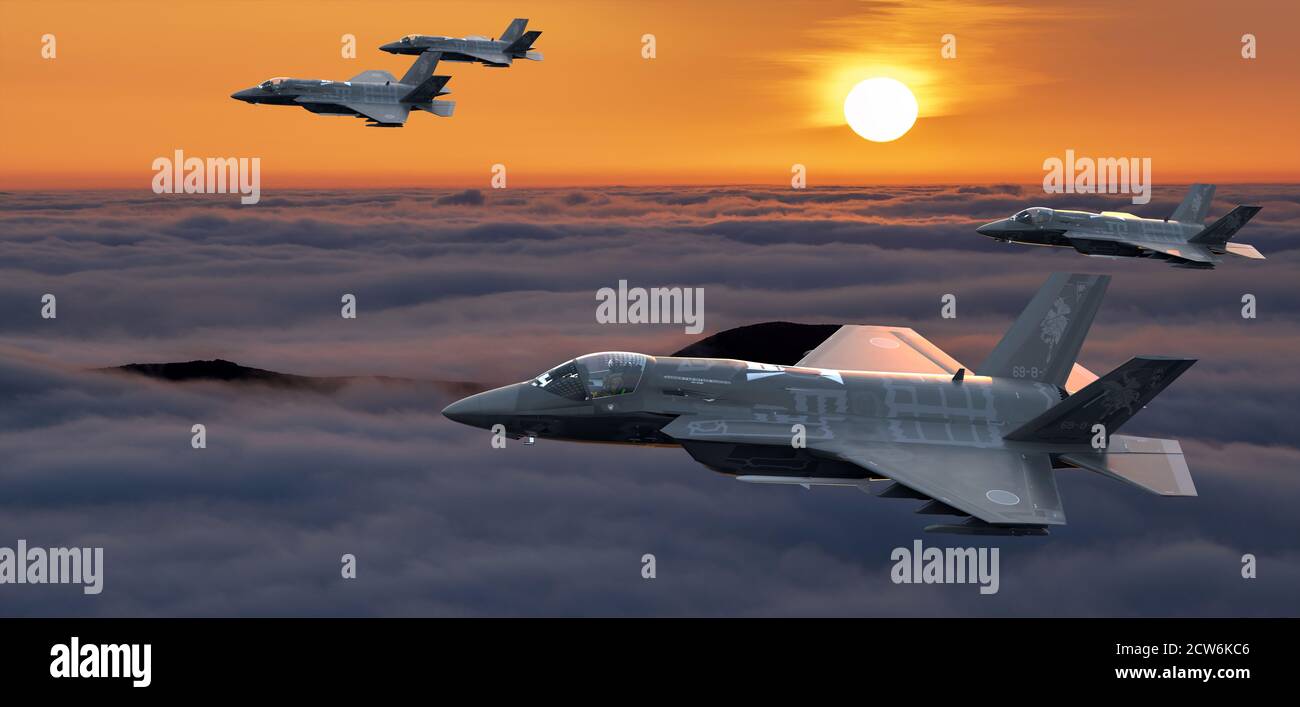 Lockheed Martin F-35 Lightning II in formation flight Stock Photo - Alamy