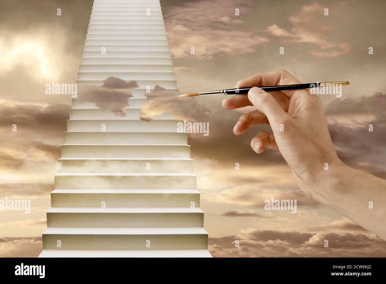 Creative artist painting stairway to heaven concept Stock Photo - Alamy
