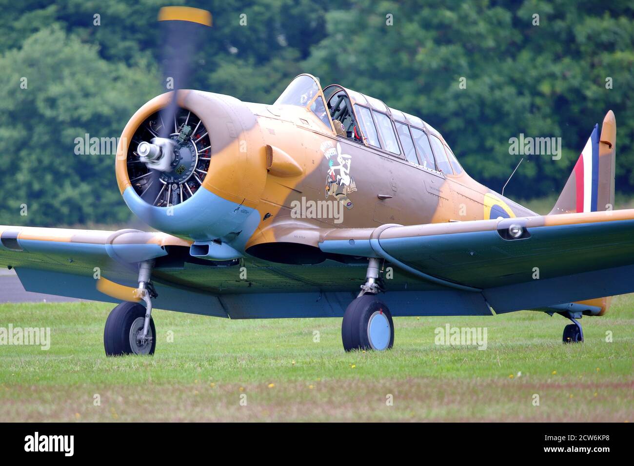 Wacky Wabbit North American T6 Harvard taxiing at the Cosford Air Show ...