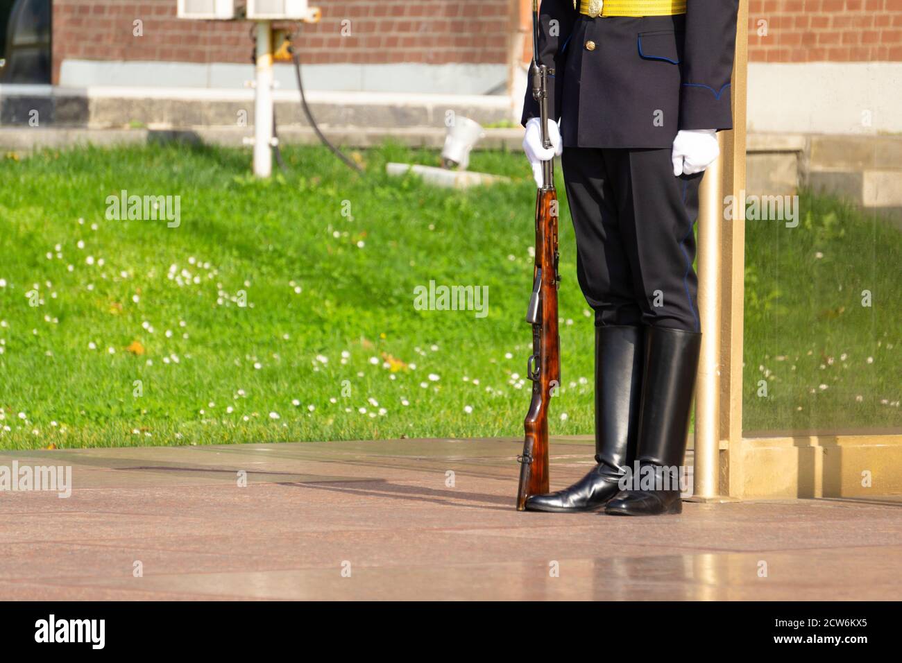 Russian soldier on guard in the Moscow Kremlin. Honor guard near the ...