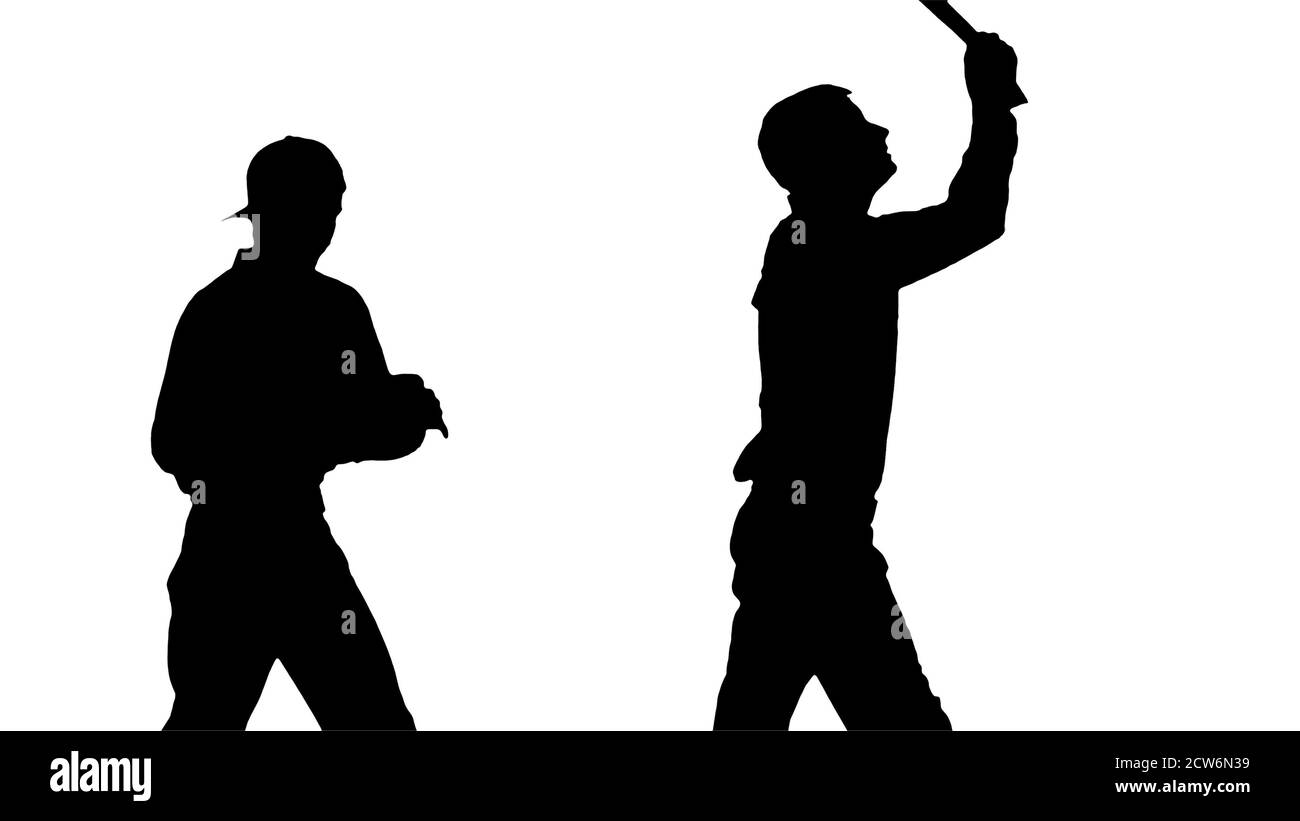 Silhouette Three guys checking documents while dancing in a row Stock ...