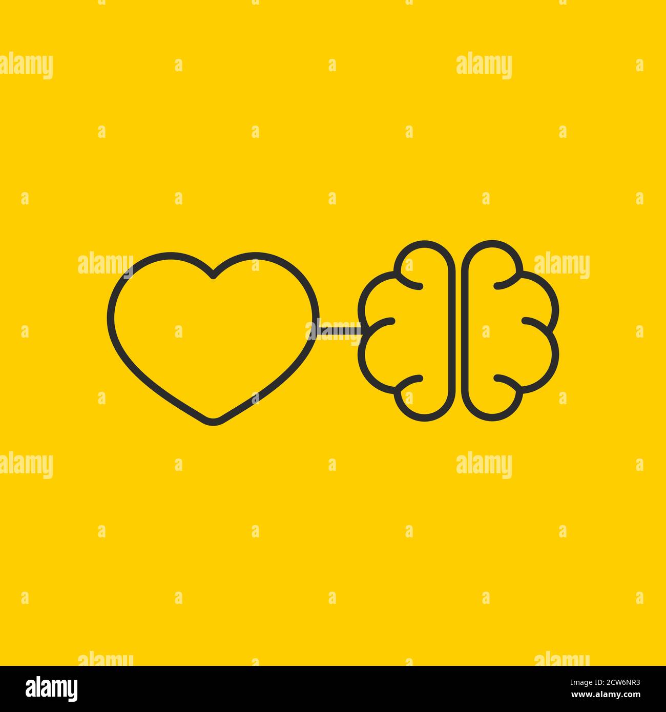 Connection between mind and senses. Connected heart and brain Stock ...
