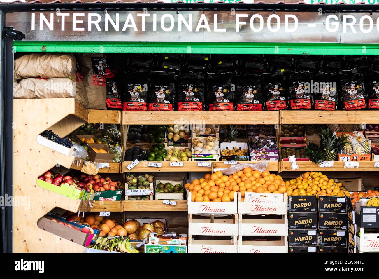 International food grocery store in London Stock Photo - Alamy