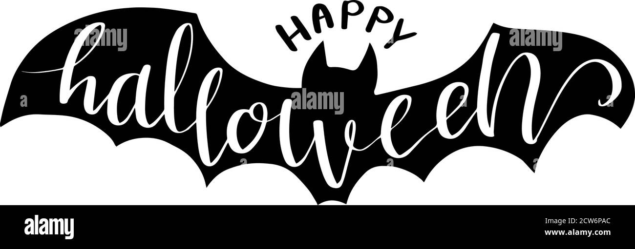 Halloween lettering on bat vector illustration for halloween party ...