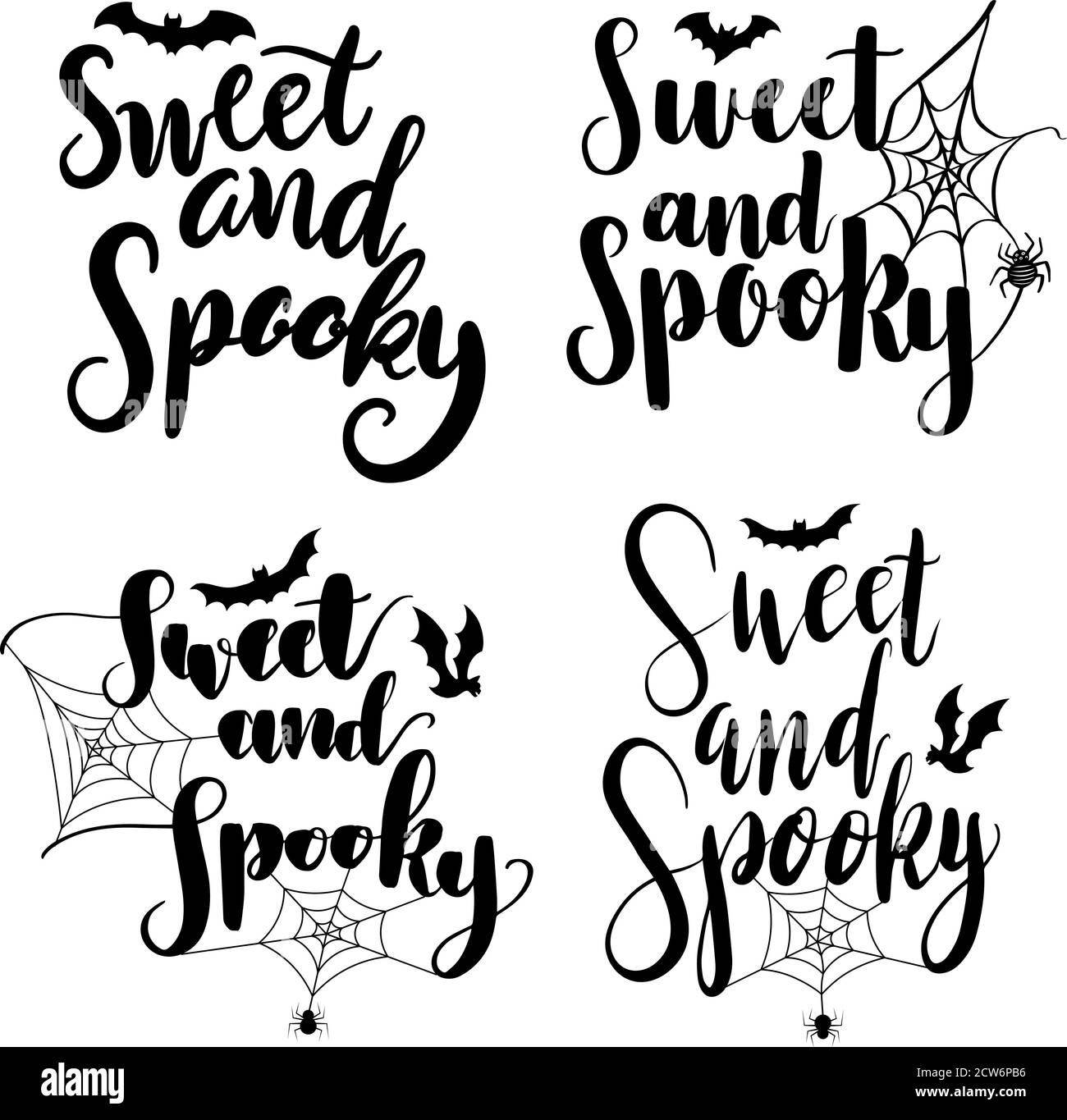 Sweet and spooky hand lettering set for halloween element. Vector ...