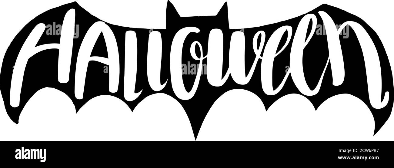 Halloween lettering on bat vector illustration for halloween party ...