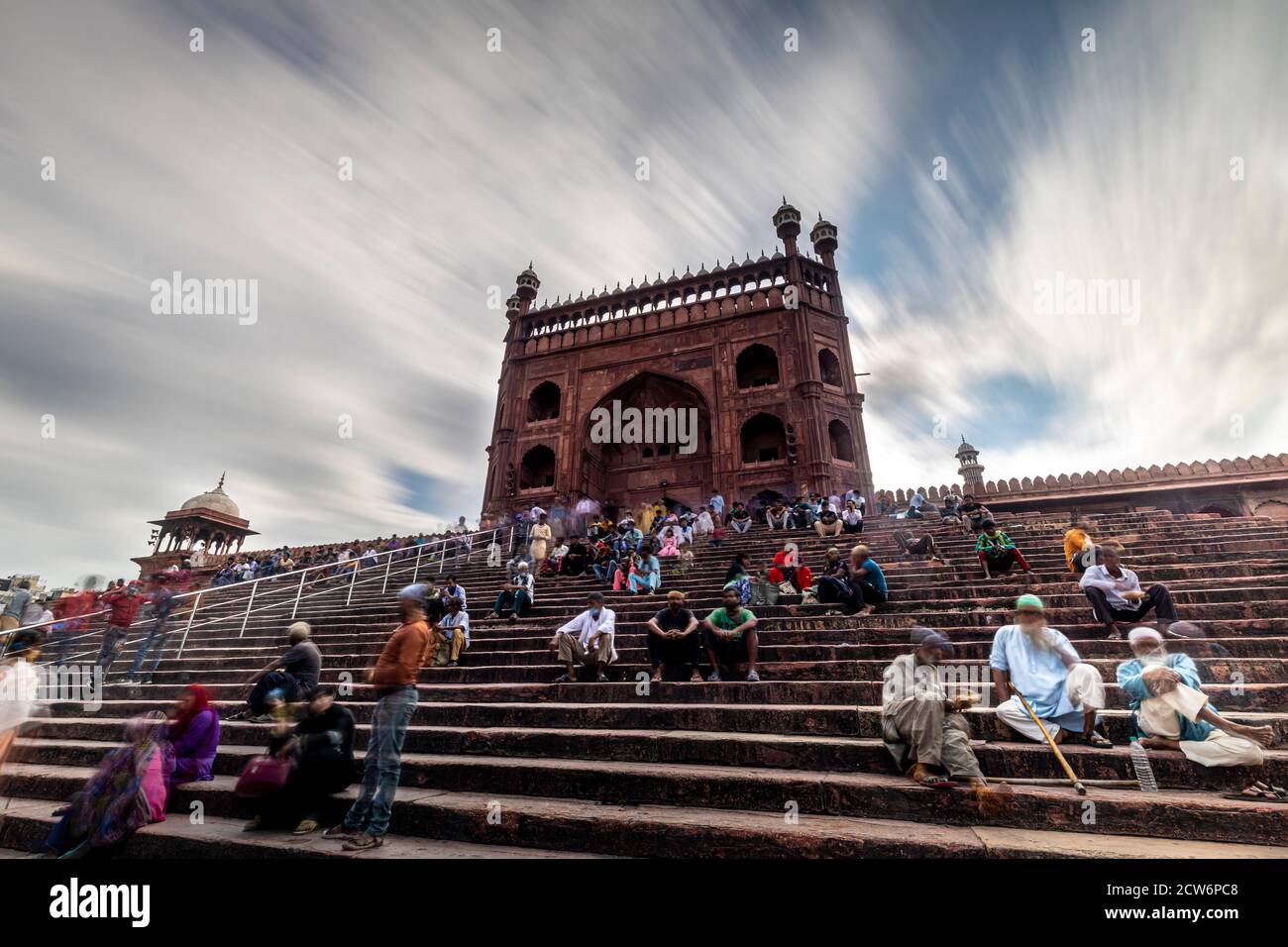 View of the famous Jama Masjid mosque in the Shahjahanabad area of old ...