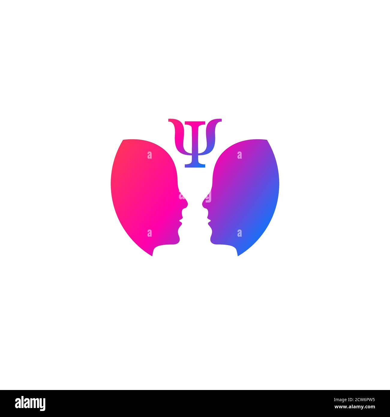 Psychology abstract logo with two male profiles Stock Vector Image ...