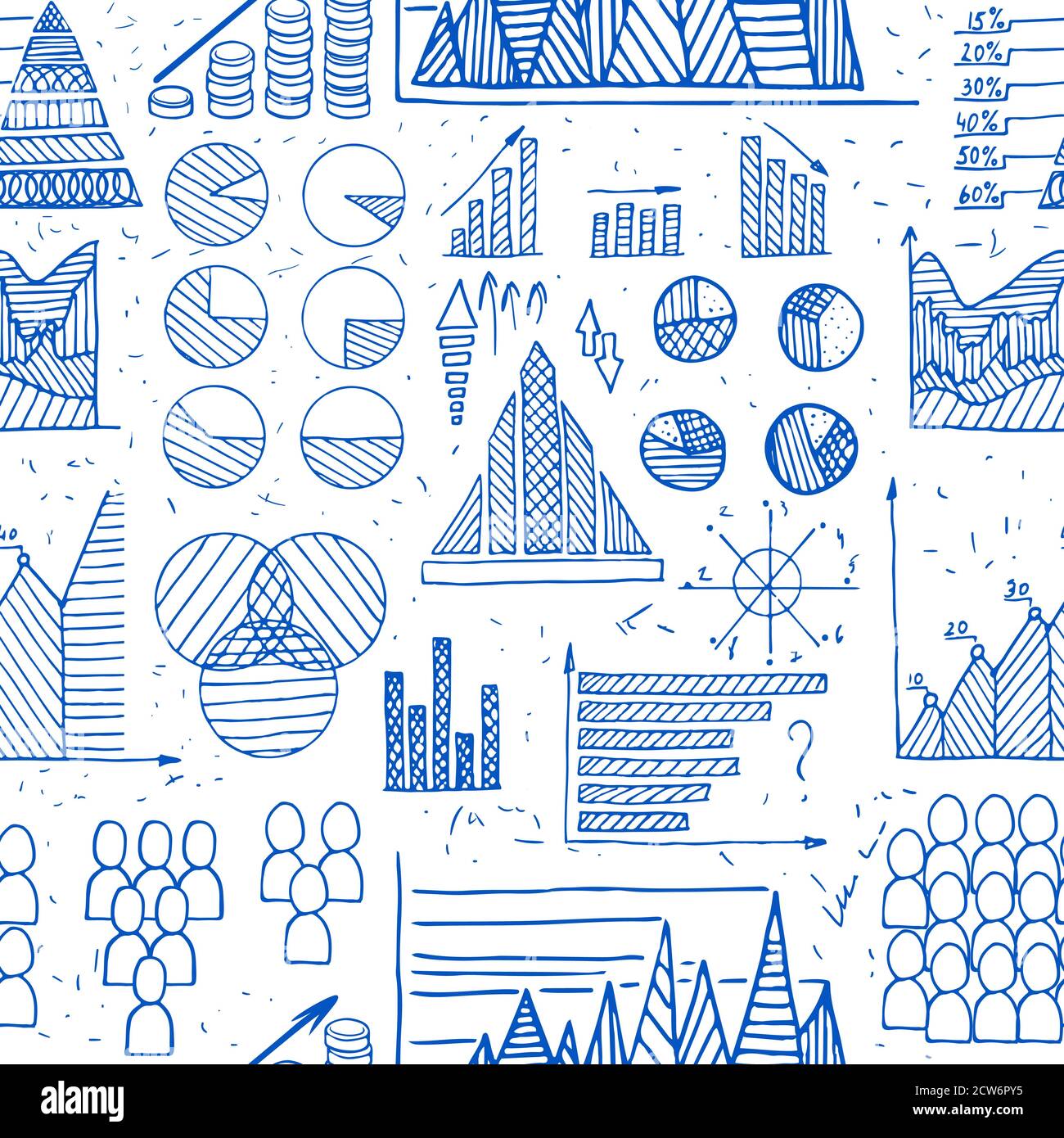 Doodle Diagrams, Graphs and Charts seamless vector pattern Stock Vector ...